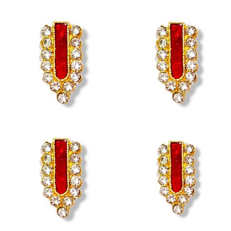 Buy The Kanha Store Diamond Tilak Set Of 4 For Laddu Gopal Ji Shringar Red Rhinestone Metal