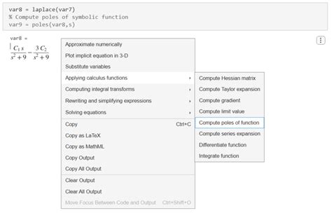 Next Step Suggestions For Symbolic Workflows In Live Editor Matlab And Simulink Example