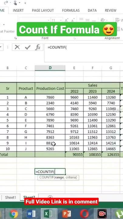 Count If Formula Excel Exceltips Youtubeshorts Viral Advanceexcel