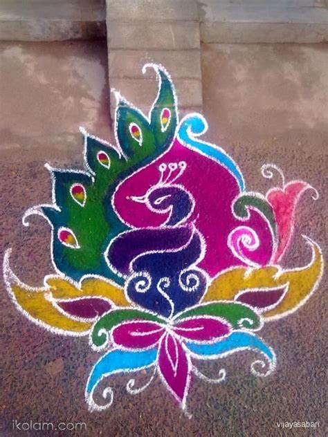 Free Hand Rangoli Creative Peacock Design