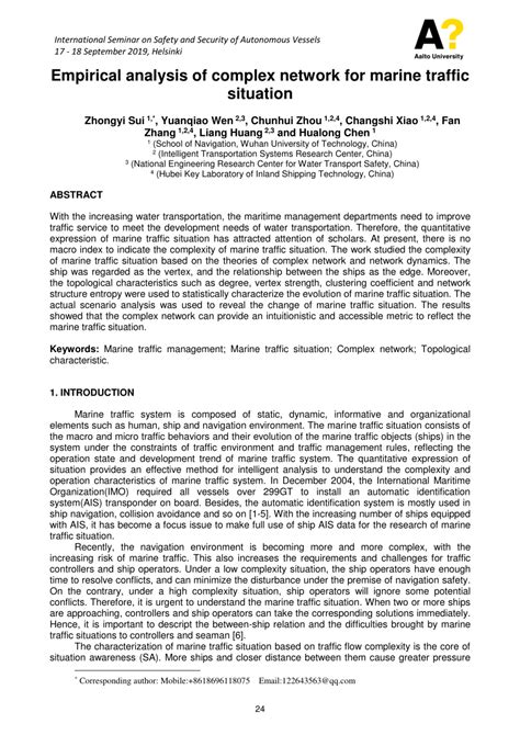 Pdf Empirical Analysis Of Complex Network For Marine Traffic Situation