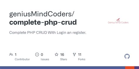 Github Geniusmindcoders Complete Php Crud Complete Php Crud With Login An Register