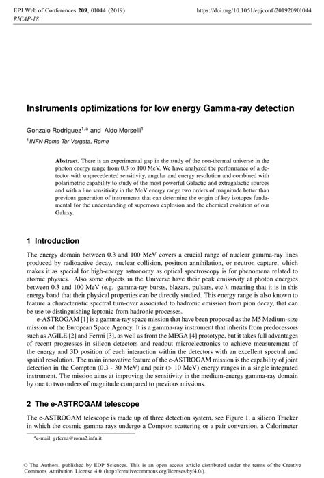 Pdf Instruments Optimizations For Low Energy Gamma Ray Detection