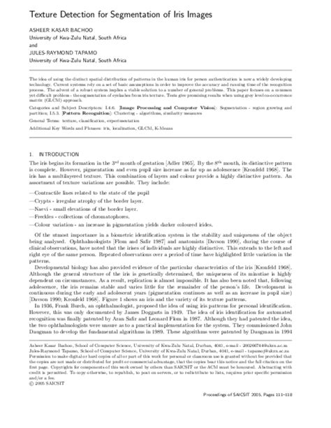 Pdf Texture Detection For Segmentation Of Iris Images