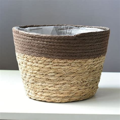 Xyaiyt Straw Plant Basket Indoor Woven Plant Pots For Planter Flower