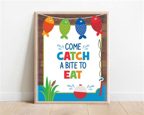 Catch A Bite Sign Fishing Table Sign Fishing Party Food Signs
