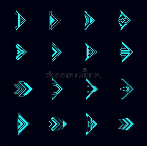 Hud Arrows Futuristic Navigation Pointers Set Stock Vector