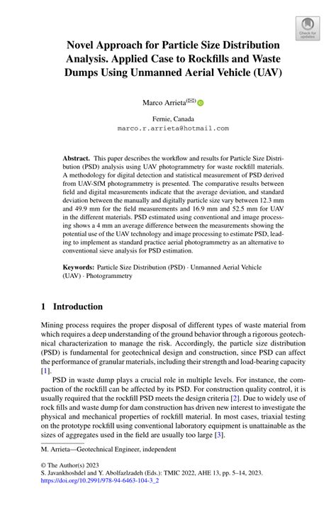 Pdf Novel Approach For Particle Size Distribution Analysis Applied Case To Rockfills And