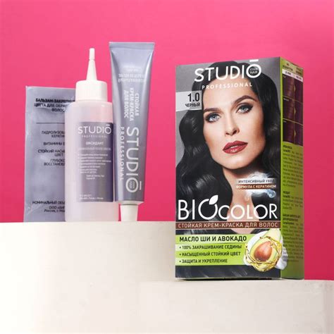Стойкая крем краска для волос Studio Professional 1.0 Черный, 50/50/15 ...
