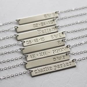 Personalized Sterling Silver Bar Necklace Name Plate Bar Necklace