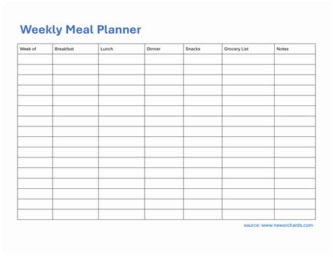 Free Weekly Meal Planner Templates Pdf Word Excel