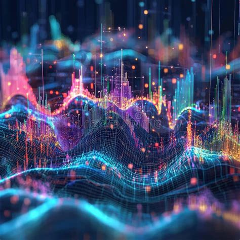 Vibrant Abstract Visualization Of Sound Waves Featuring Colorful Peaks And Digital Elements