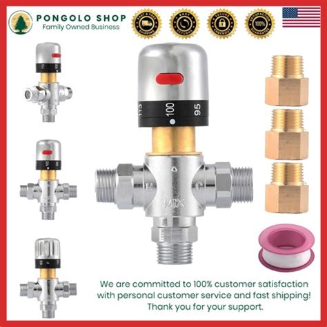 Temperature Control Thermostatic Mixing Valve Gray Brass Adapter Kit