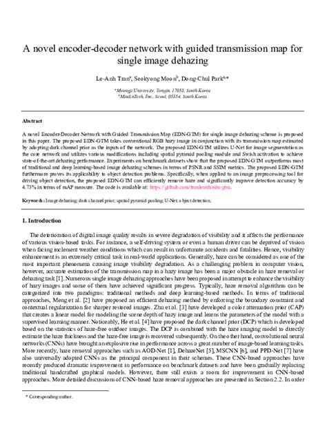 pdf a novel encoder decoder network with guided transmission map for