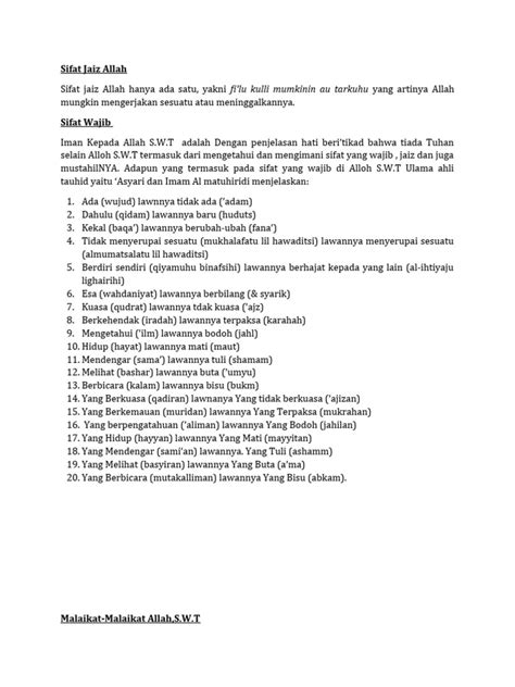 Sifat Jaiz Allah Pdf