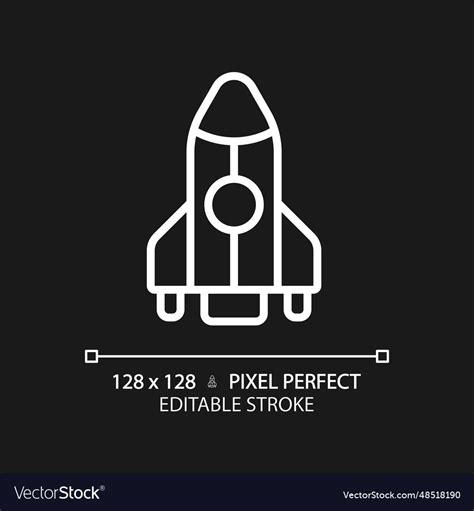 Rocket Pixel Perfect White Linear Icon For Dark Vector Image