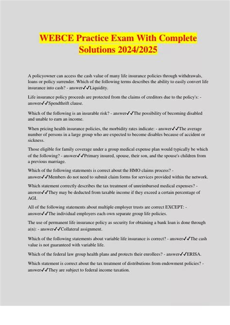 Webce Practice Exam With Complete Solutions 2024 2025 Webce Stuvia Us