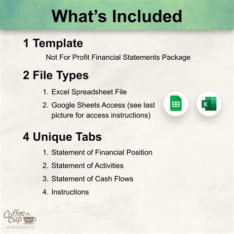 Not For Profit Financial Statement Templates Google Sheets Excel Position Activities And
