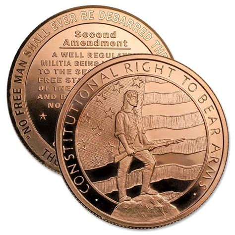 Copper Right To Bear Arms 2nd Amendment Round 5 Avdp Oz 999 Pure