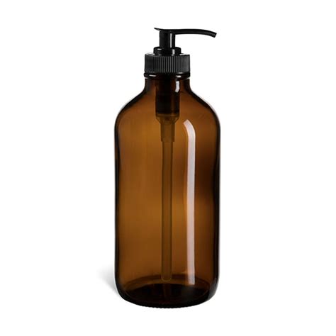 Amber Glass Bottle With Black Pump Raw Essentials