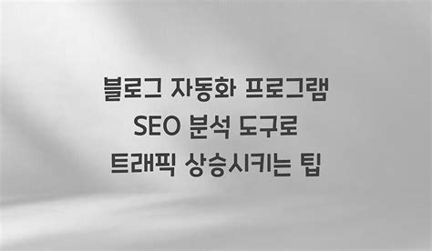 블로그 자동화 프로그램 Seo 분석 도구로 트래픽 상승시키는 팁