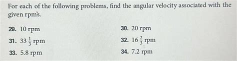 Answered For Each Of The Following Problems Find The Angular Velocity
