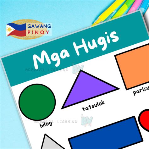 Shapes Chart | Filipino/ Tagalog Laminated Educational Chart ( Mga Hugis) | Lazada PH
