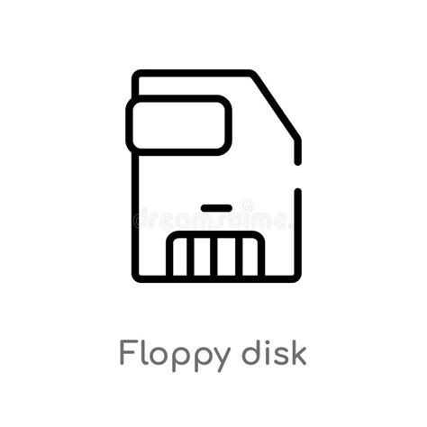 Outline Floppy Disk Vector Icon Isolated Black Simple Line Element Illustration From Electronic