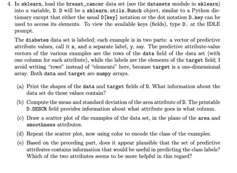 Solved In Sklearn Load The Breast Cancer Data Set See Chegg
