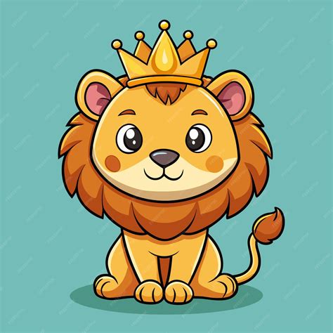 귀여운 사자 왕관 터 클리파트 프리미엄 Ai 생성 벡터