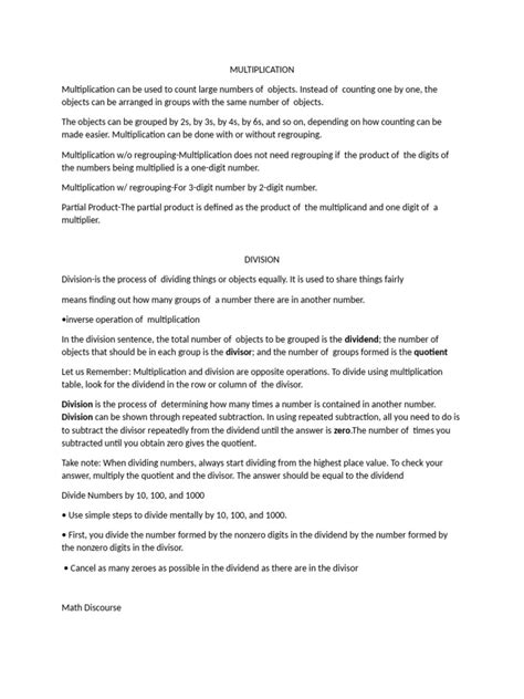 math pdf division mathematics multiplication