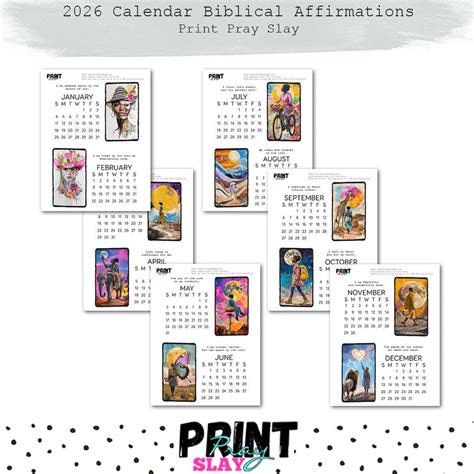 2026 Calendar Biblical Affirmations Bible Journaling Printables Faith