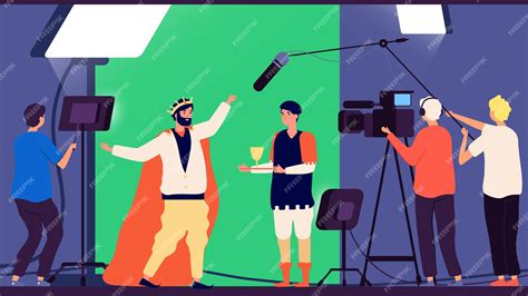 영화 촬영 영화 제작 영화 감독 및 운영자 Tv 쇼 제작 캐스팅 배우 벡터 일러스트 레이 션 영화 산업 영화 제작 프리미엄 벡터