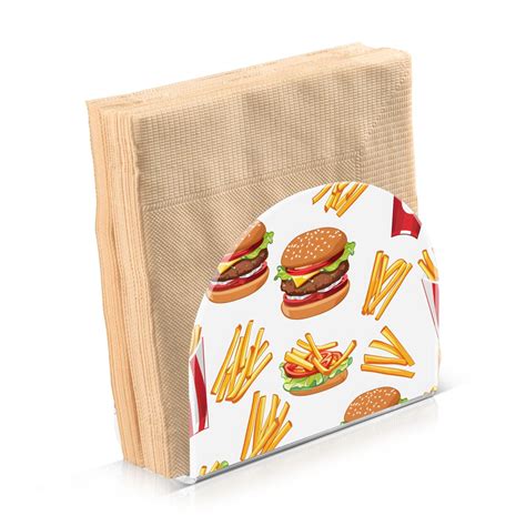 2 Pcs French Fries And Hamburger Napkin Holder For Table Acrylic Clear