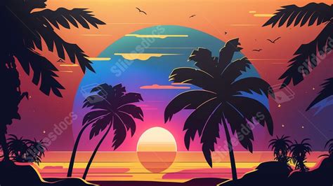 Summer Sunset Coconut Tree Powerpoint Background For Free Download Slidesdocs