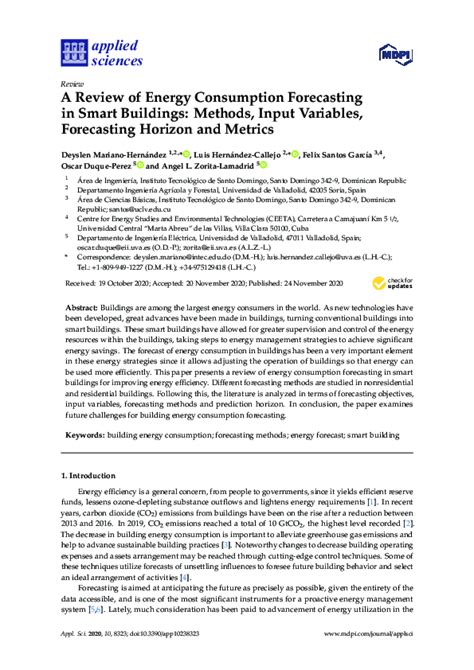 Pdf A Review Of Energy Consumption Forecasting In Smart Buildings