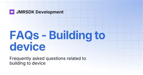 Faqs Building To Device Jmrsdk Development