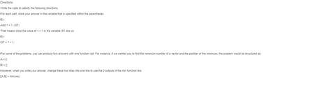 Solved Directions Write The Code To Satisify The Following