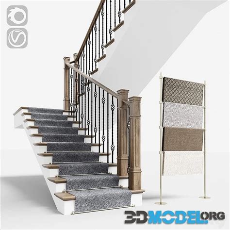 3d Model Classical Staircase With Carpet