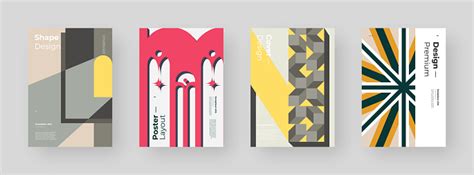 추상적인 기하학적 구성 그림이 있는 포스터 컬렉션입니다 0명에 대한 스톡 벡터 아트 및 기타 이미지 0명 3차원 형태 A4 용지 Istock