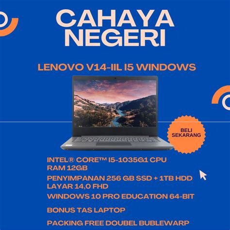Jual PROMO LAPTOP Lenovo V IIL Intel CORE I RAM GB SSD GB HARDISK GB Windows