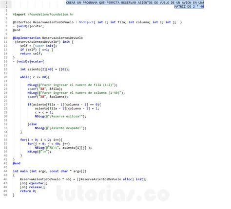 POO Arrays Objective C Reserva Asientos De Vuelo Tutorias Co