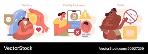 Types Of Contraception Set Couples Royalty Free Vector Image