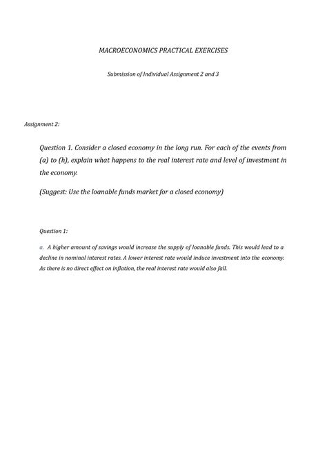 Macroeconomics Practical Exercises MACROECONOMICS PRACTICAL EXERCISES Submission Of