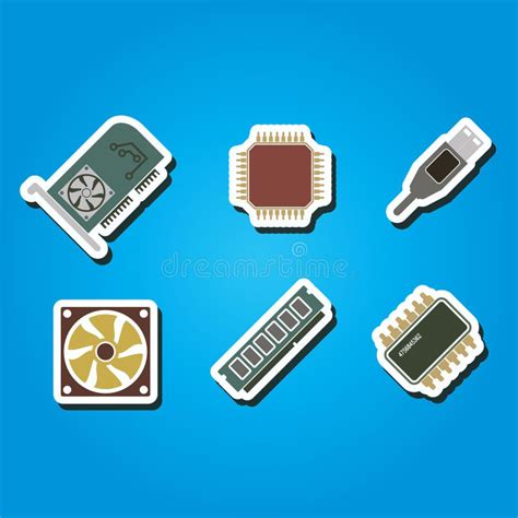Pc Hardware Components Isolated On White 3d Rendering Stock Illustration Illustration Of