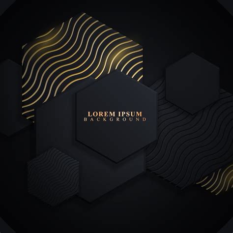 premium vector dark and golden geometric hexagonal shape overlapping
