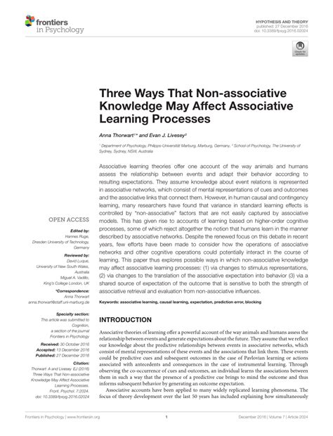Pdf Three Ways That Non Associative Knowledge May Affect Associative