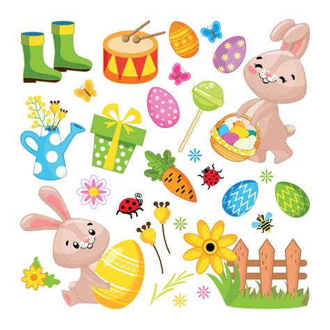 Easter Set Of Design Elements Images In Cartoon Style On The Theme Of