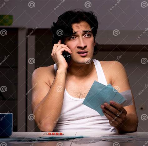 Young Man Calculating Expences Night At Home Stock Image Image Of Papers Bankrupt 287521505