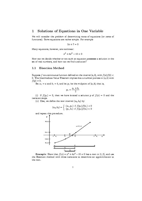 2 Ders Numerical Methods Lectures 1 Solutions Of Equations In One Variable We Will Consider